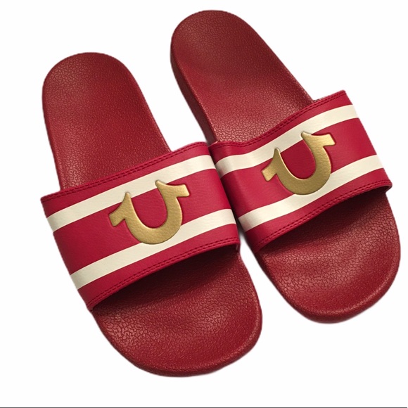 True Religion | Shoes | True Religion Red Stripe Slides Unisex | Poshmark